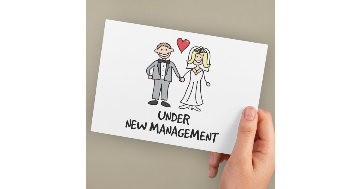 Wedding Couple - Under New Management Postcard | Zazzle
