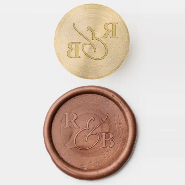 Wedding Couples Initials Ampersand Wax Seal Stamp | Zazzle