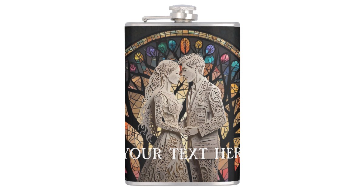 Wedding couples personalized flask | Zazzle
