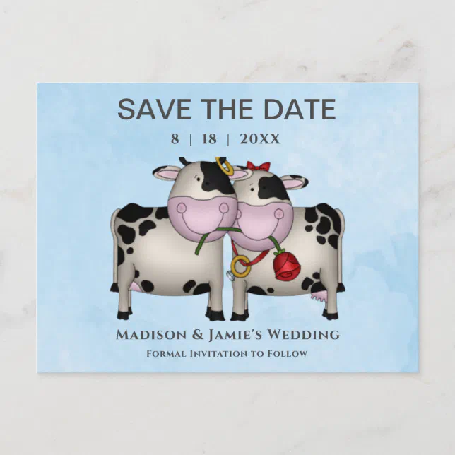 Wedding Cows Save the Date Postcard | Zazzle