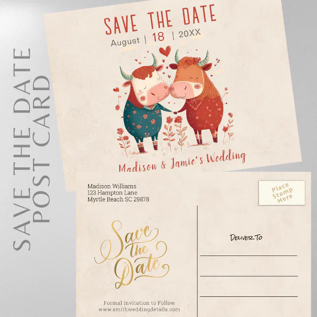 Wedding Cows Save the Date Postcard | Zazzle