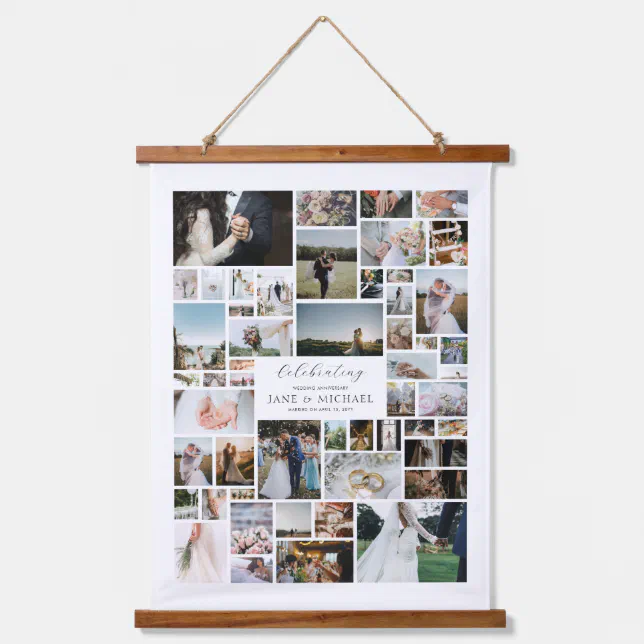 Wedding Create Your Own 52 Photo Collage Hanging Tapestry | Zazzle