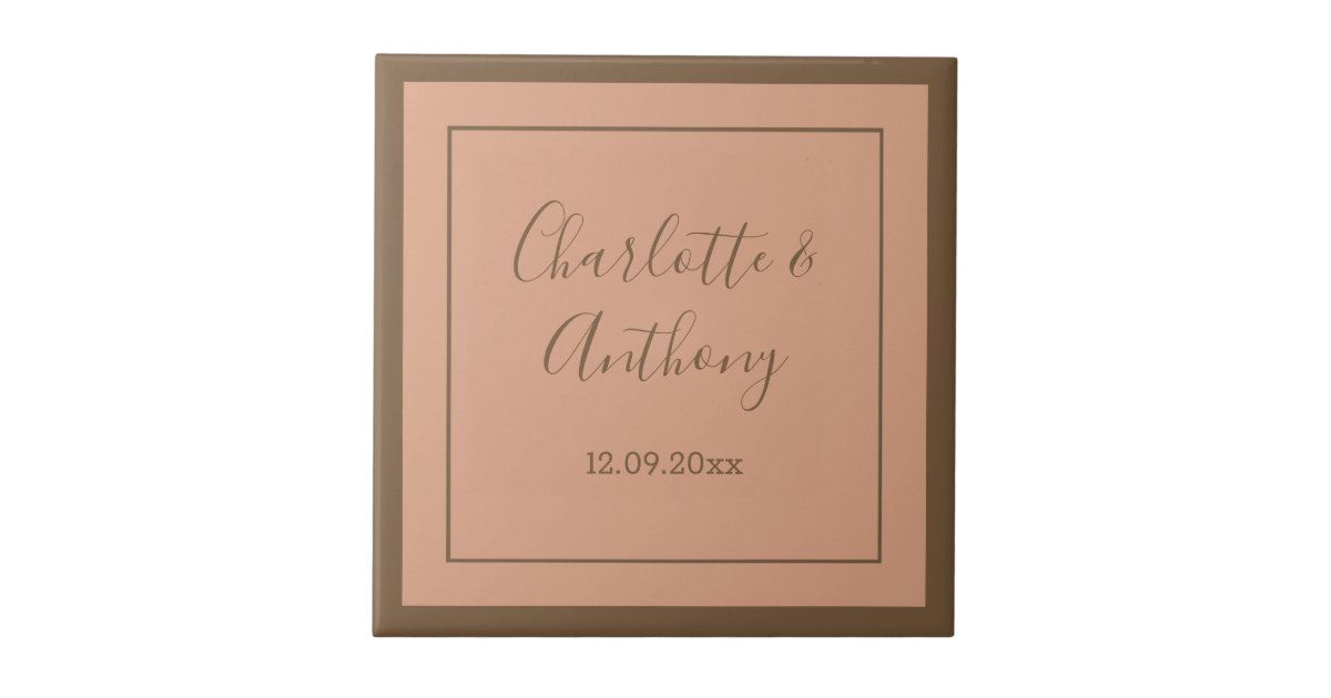 Wedding Creative Calligraphy Names Date Ceramic Tile | Zazzle