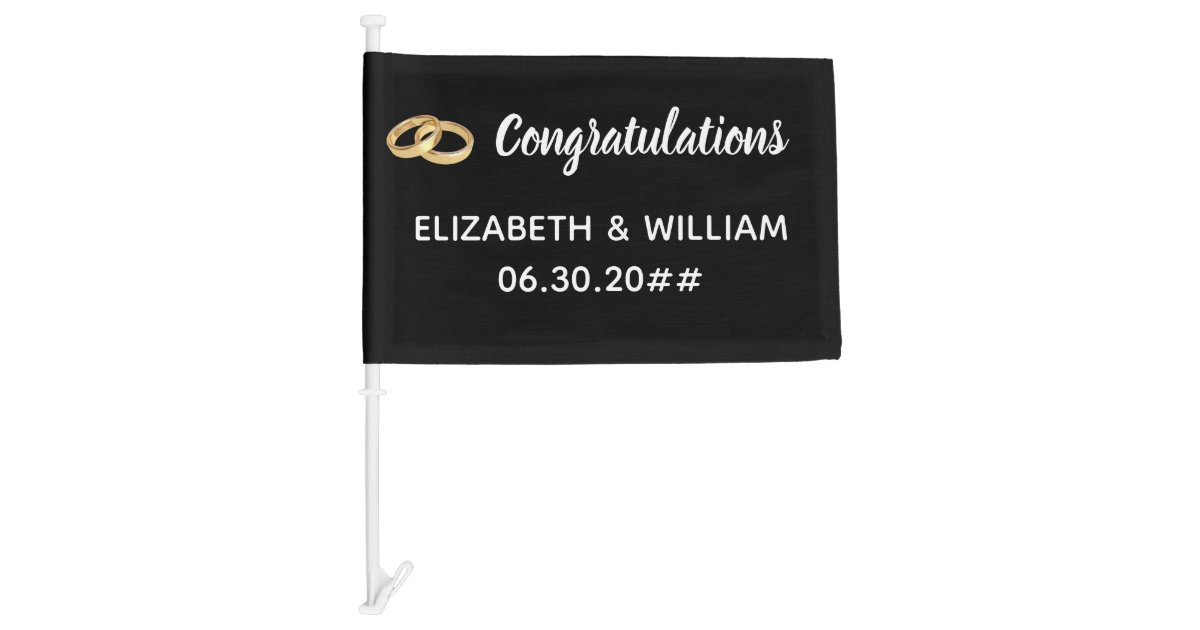 Wedding | Custom Congratulations to Newlyweds Car Flag | Zazzle