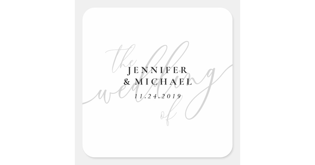 Wedding Custom Name Square Sticker | Zazzle