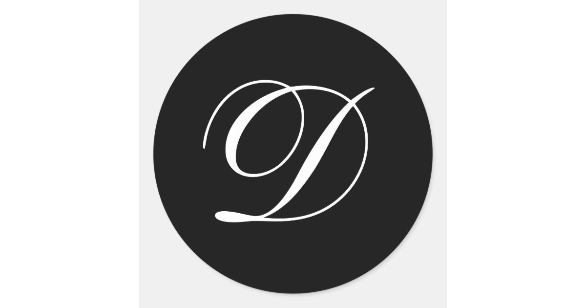Wedding D Monogram Black Stickers | Zazzle