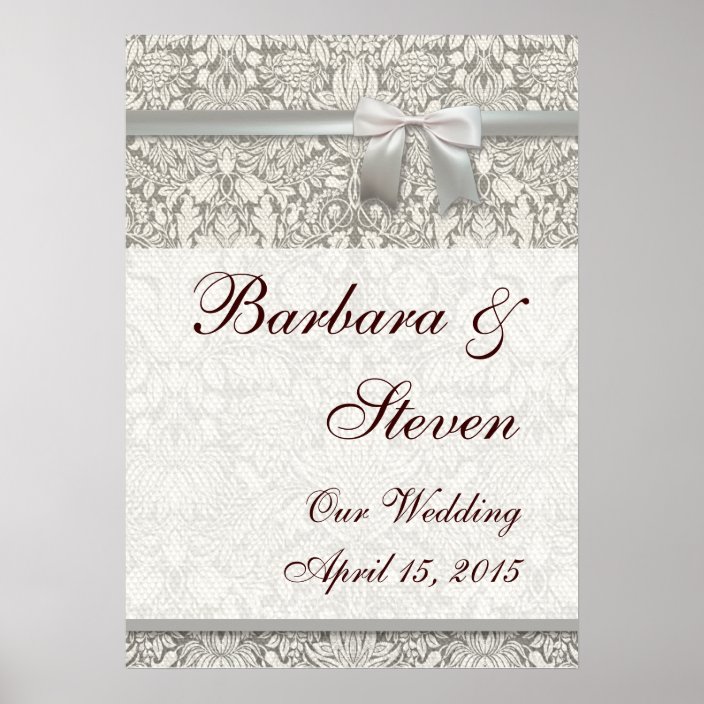 Wedding Damask Vintage White Wedding Old Lace Poster | Zazzle.com