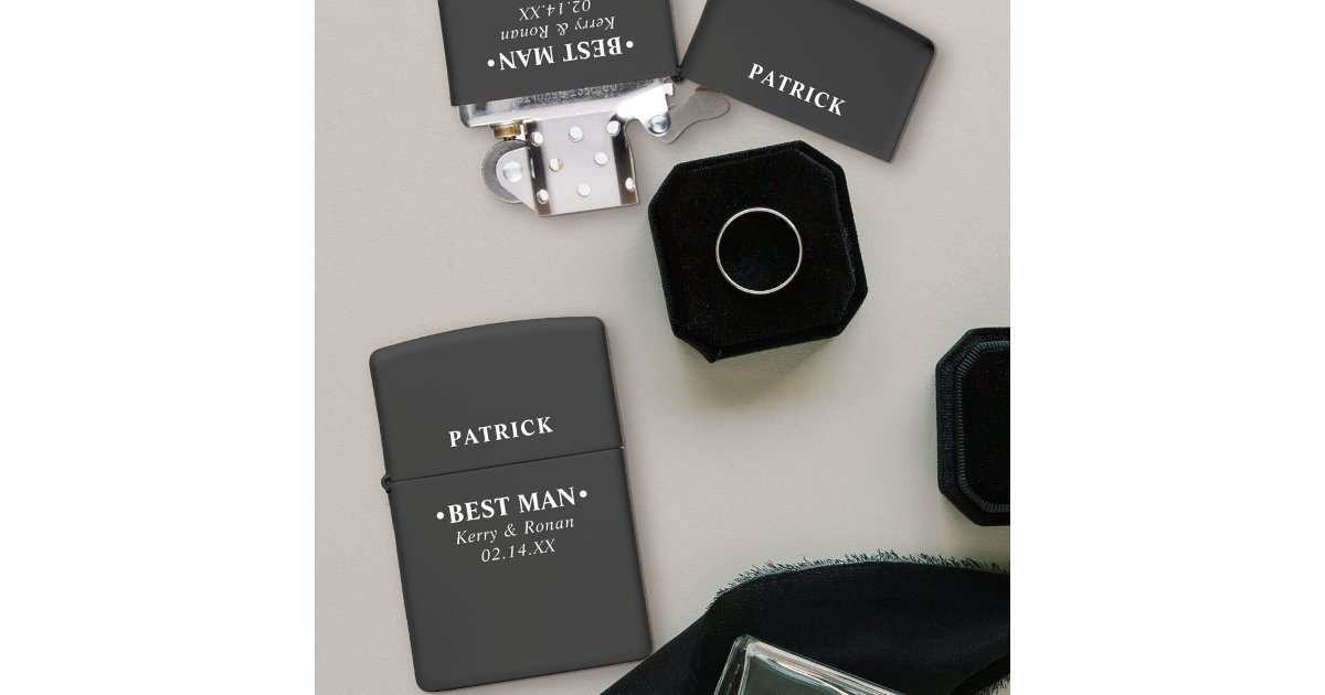 Wedding Date and Names Best Man Personalized Zippo Lighter | Zazzle