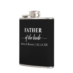 Wedding Date and Names Black Father of the Bride Flask | Zazzle