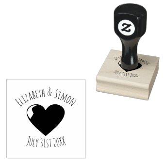 Wedding Date Heart Bride and Groom Stamp | Zazzle