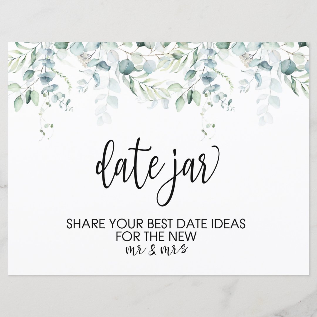 Wedding Date Jar Sign - Eucalyptus Wedding | Zazzle