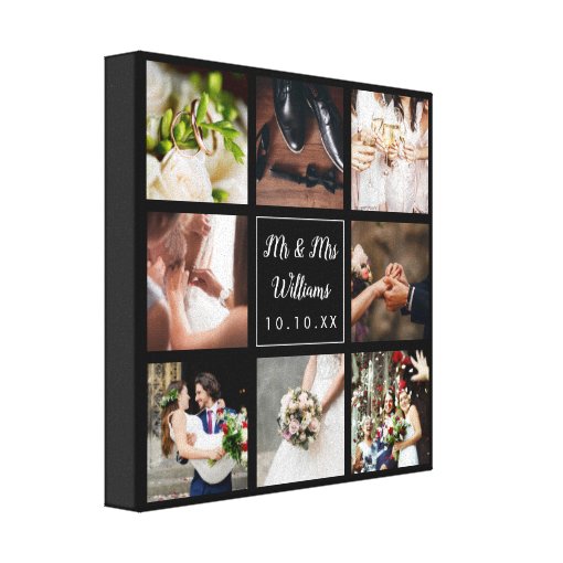 Wedding Day Photo Collage Personalized Canvas Print | Zazzle