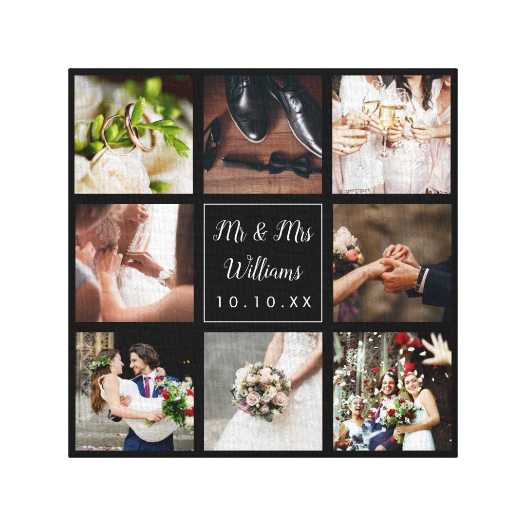Wedding Day Photo Collage Personalized Canvas Print | Zazzle