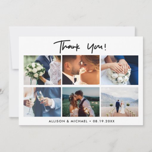 Wedding Day Photo Collage Thank You Card | Zazzle