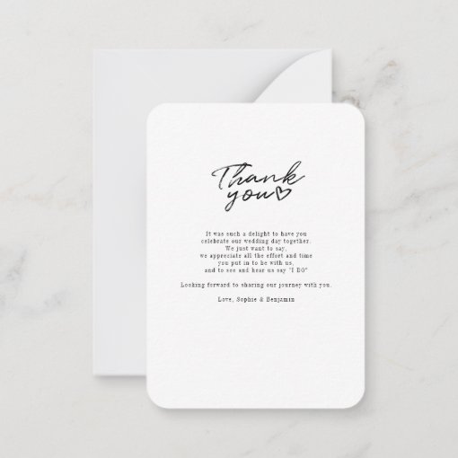 Wedding Day Photo Hand-Lettered Thank You Budget Note Card | Zazzle