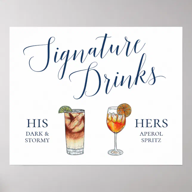 Wedding Day Signature Cocktails Poster | Zazzle