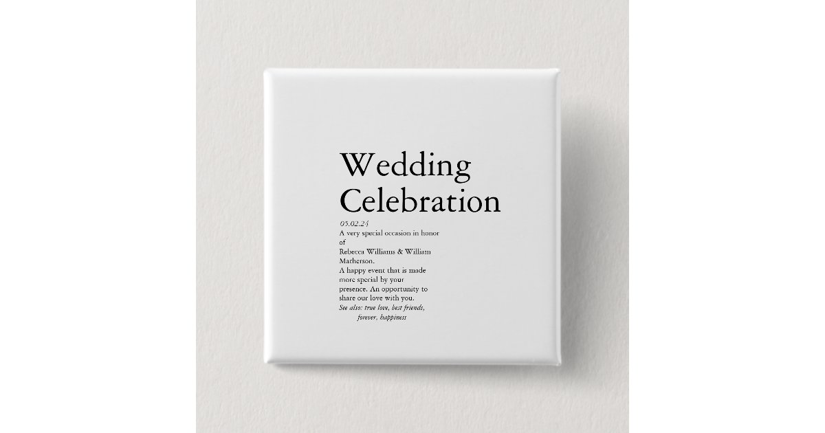 Wedding Definition party Button | Zazzle
