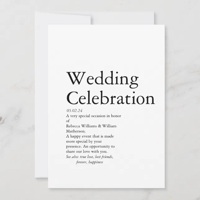 Wedding Definition party Invitation | Zazzle