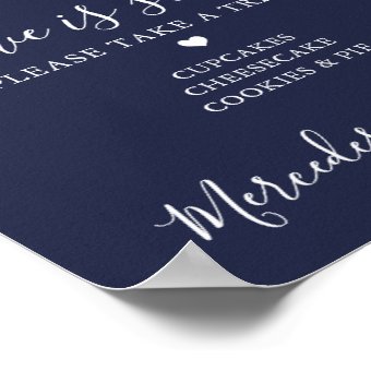 Wedding Dessert Bar Love is Sweet Custom Navy Blue Poster | Zazzle