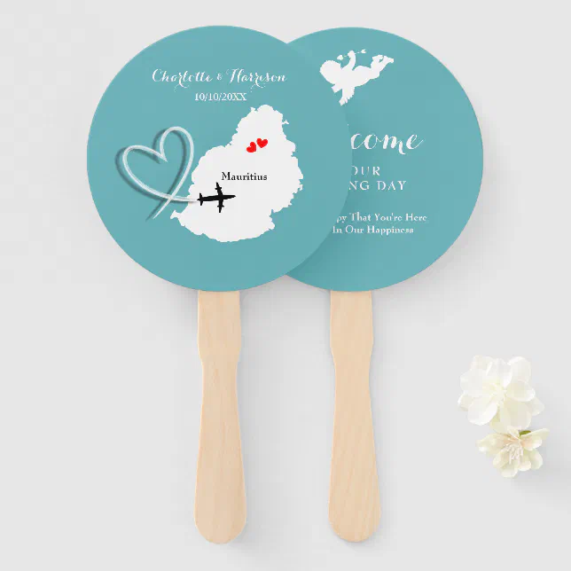 Wedding Destination Mauritius Hand Fan | Zazzle