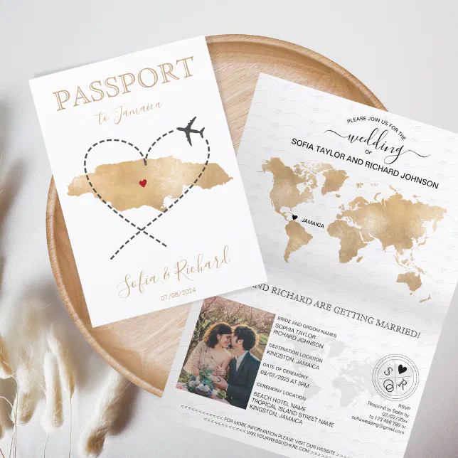 Wedding Destination Passport Jamaica Map QR Code Invitation | Zazzle