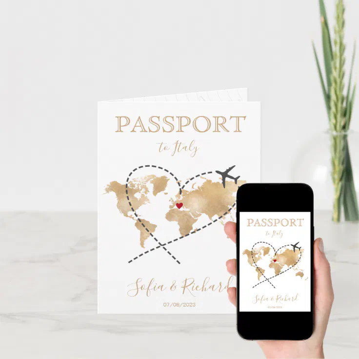 Wedding Destination Passport World Map QR Code Invitation | Zazzle