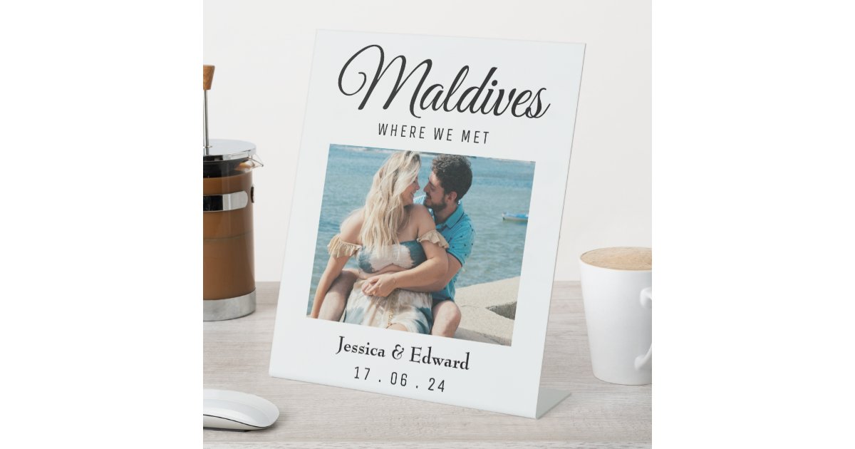 Wedding Destination Table Name Couple Travel Photo Pedestal Sign | Zazzle