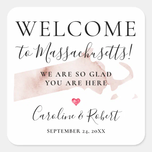 Wedding Destination Welcome Guests Favor Square Sticker | Zazzle