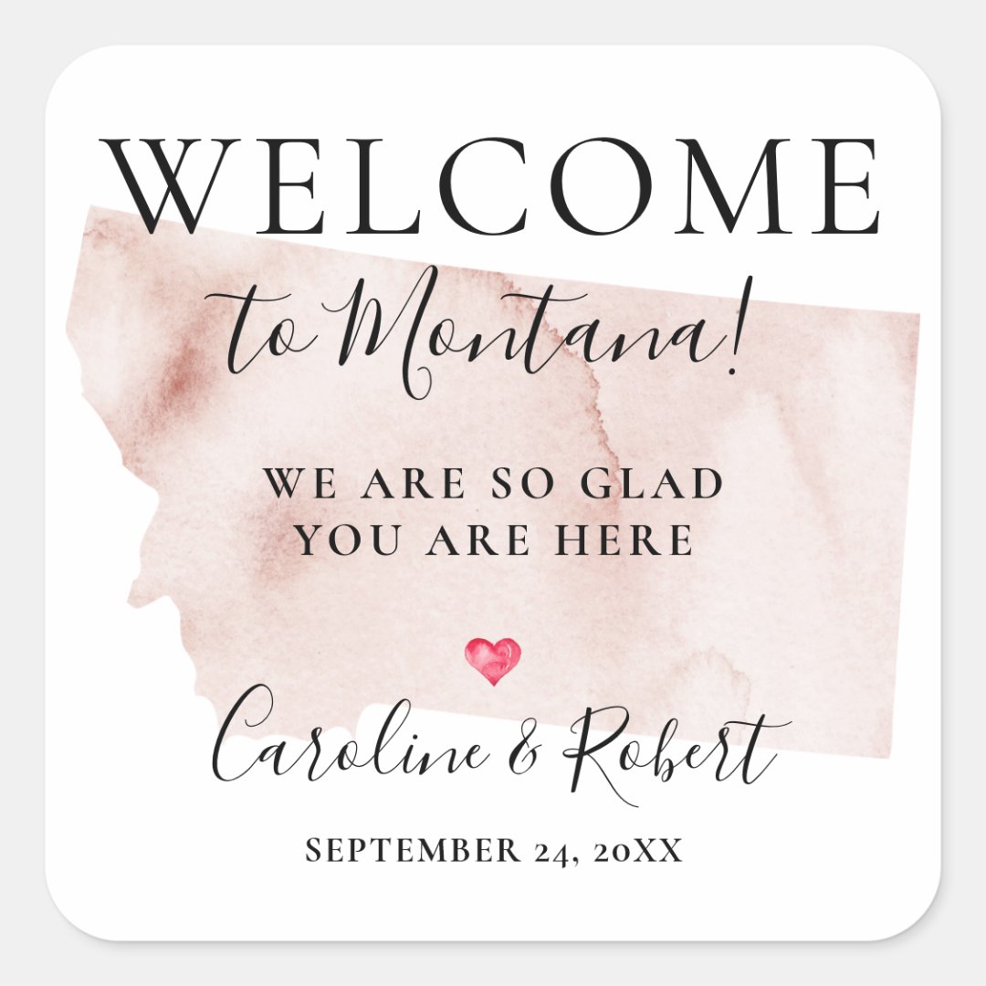 Wedding Destination Welcome Guests Favor Square Sticker | Zazzle