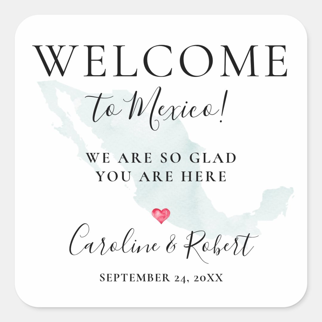Wedding Destination Welcome Guests Favor Square Sticker | Zazzle