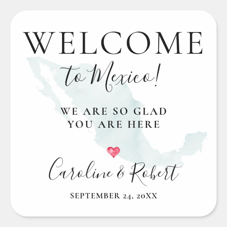Wedding Destination Welcome Guests Favor Square Sticker | Zazzle