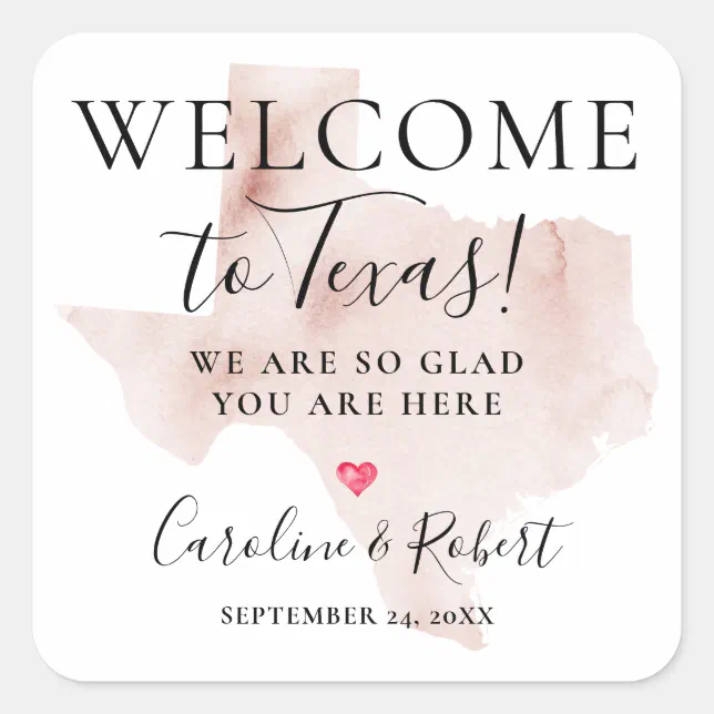 Wedding Destination Welcome Guests Favor Square Sticker | Zazzle