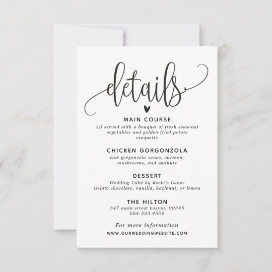 Wedding details card | Zazzle.com