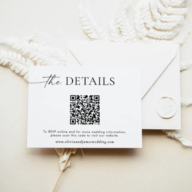 Wedding Details Card, QR Code Wedding Details Card | Zazzle