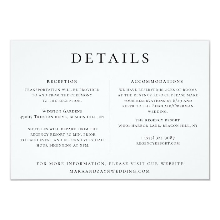 Wedding Details Information Template | Zazzle.com