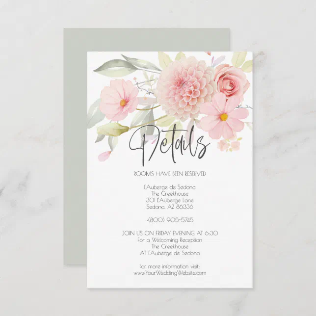 Wedding | Details Light Pink Floral Bouquet Invitation | Zazzle