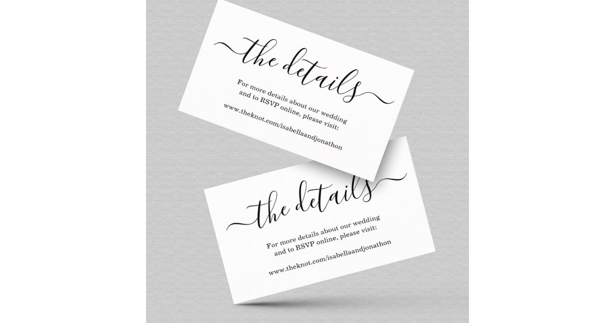 Wedding Details Website Enclosure Card - Simple | Zazzle