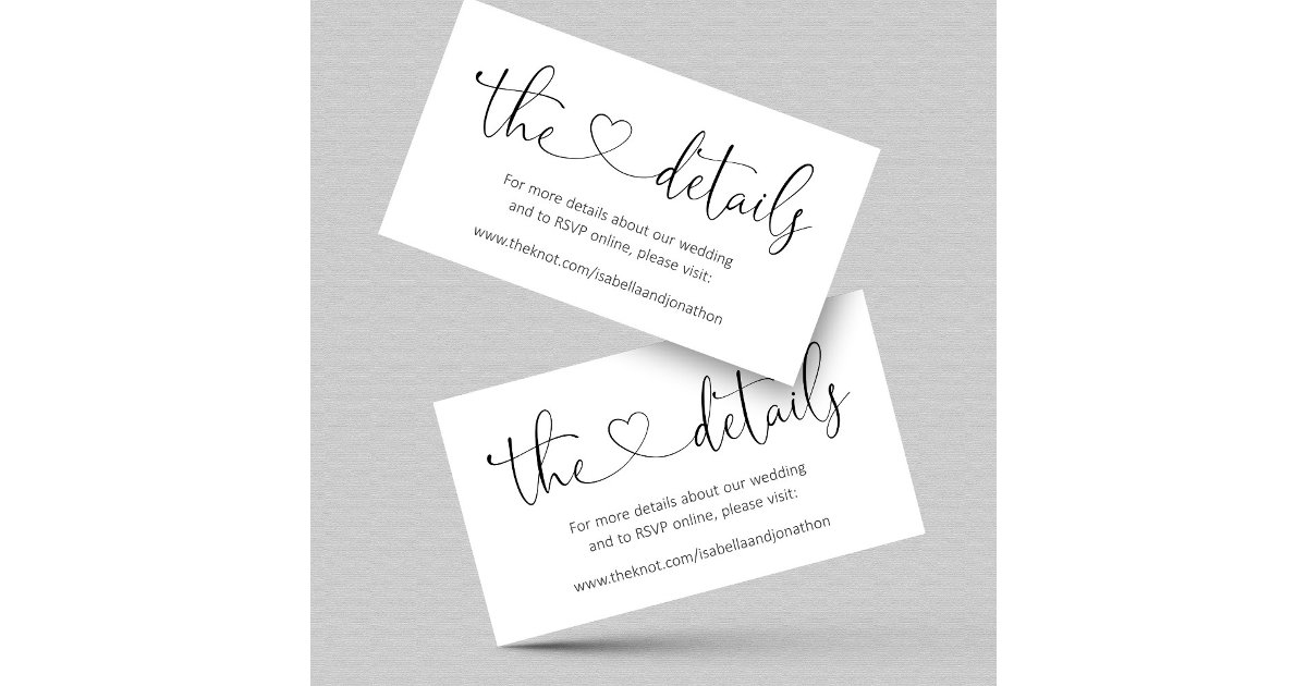 Wedding Details Website Enclosure Card - Simple | Zazzle