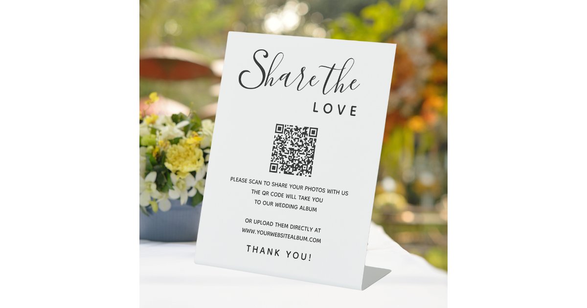 Wedding Digital Album QR Code Share Love Photos Pedestal Sign | Zazzle
