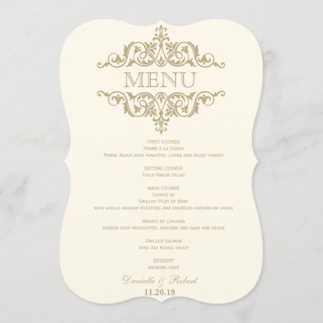 Wedding Dinner Menu Card Calligraphy Flourish | Zazzle