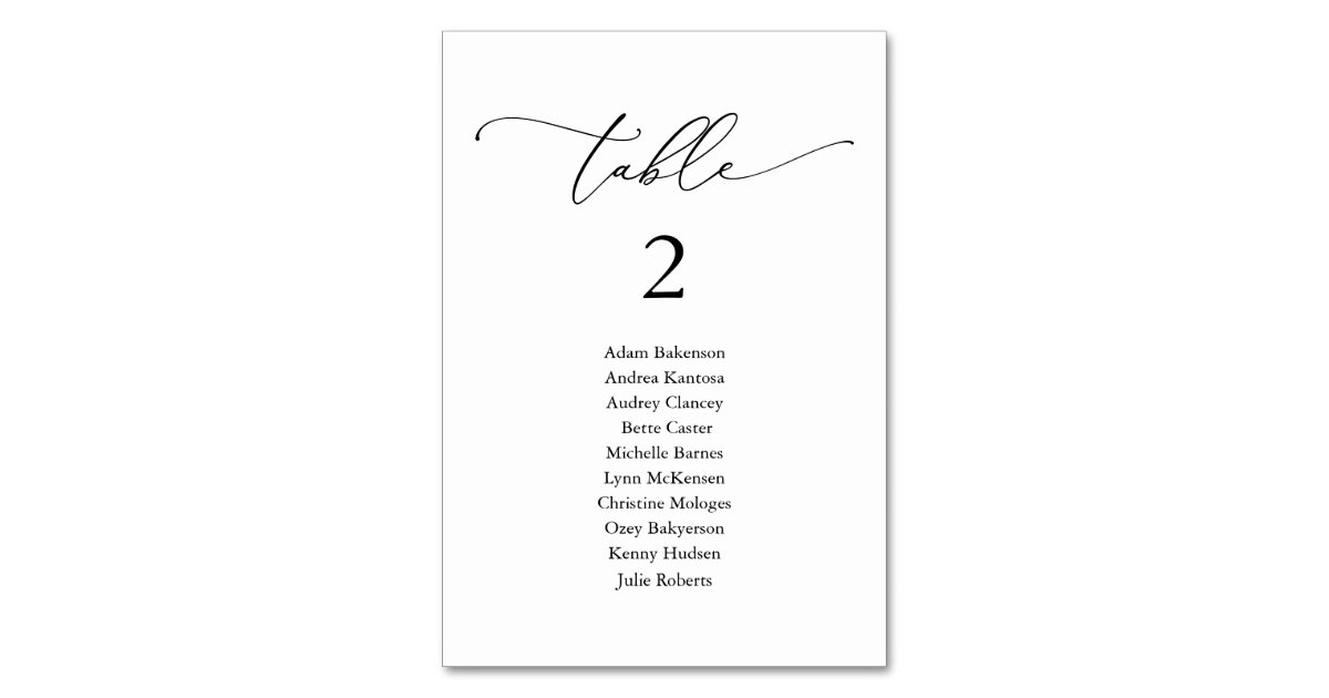 Wedding Dinner, Modern Guest Seating Chart Table N Table Number | Zazzle
