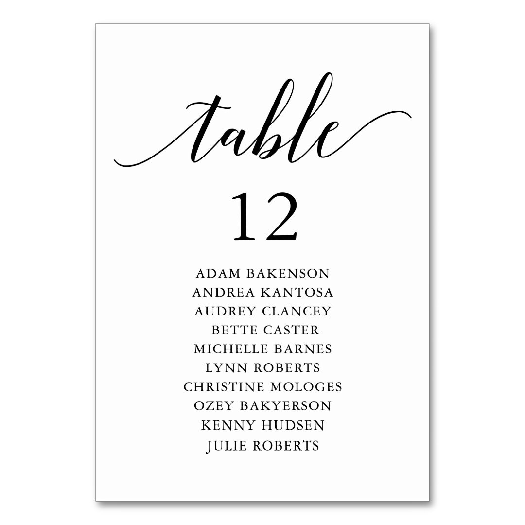 Wedding Dinner, Modern Guest Seating Chart Table Number | Zazzle