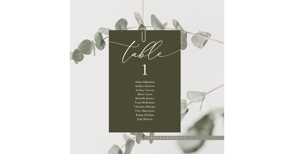 Wedding Dinner, Modern Guest Seating Chart Table Number | Zazzle