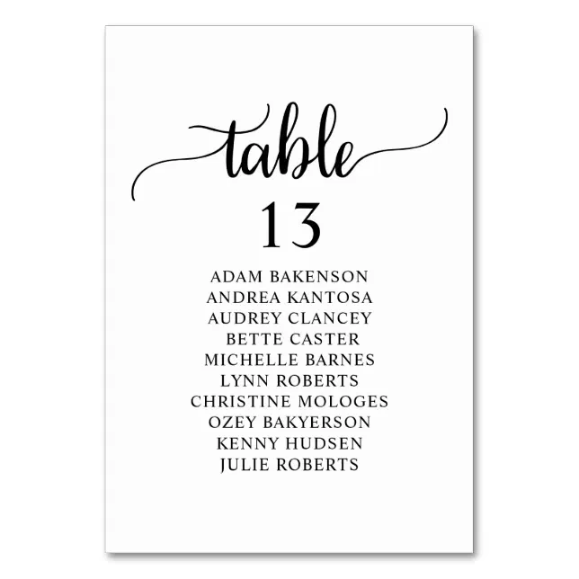 Wedding Dinner, Rustic Guests Seating Chart Table Number | Zazzle