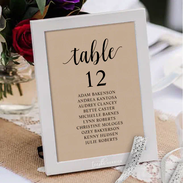 Wedding Dinner, Rustic Guests Seating Chart Table Number | Zazzle