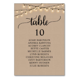 Wedding Dinner, Rustic Kraft Guests Seating Chart Table Number | Zazzle