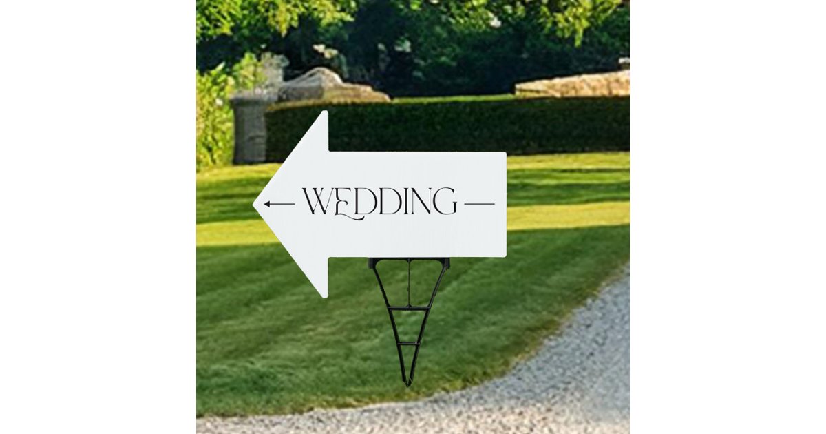 Wedding Direction Arrow Nostalgic Type Lawn Sign | Zazzle