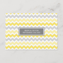 Wedding Direction Cards Yellow Grey Chevron | Zazzle