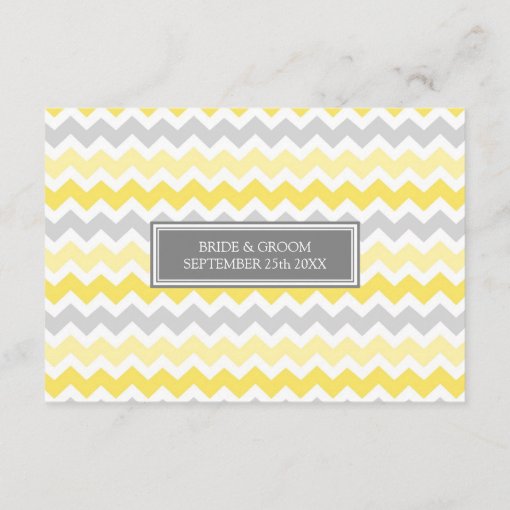 Wedding Direction Cards Yellow Grey Chevron | Zazzle