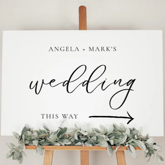 Wedding Direction Sign Modern Script Calligraphy | Zazzle